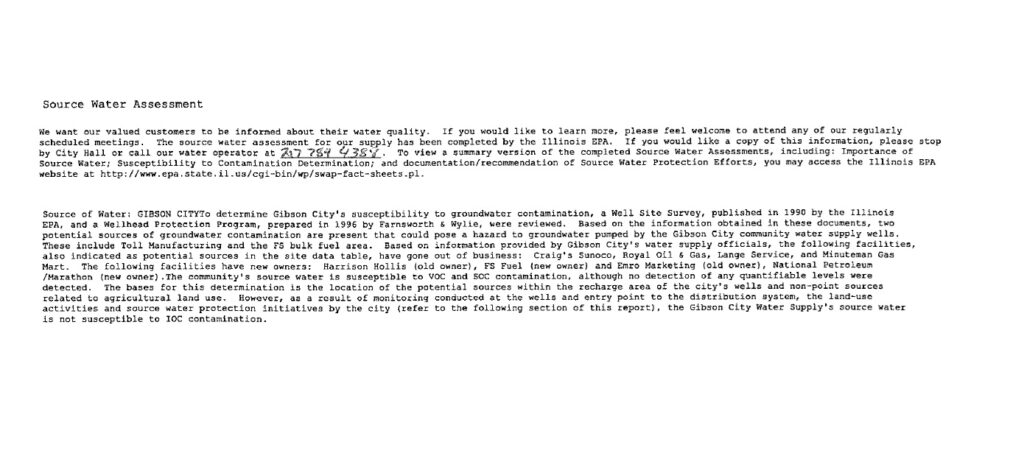 Notice: 2024 CCR Report Available – Gibson City Illinois