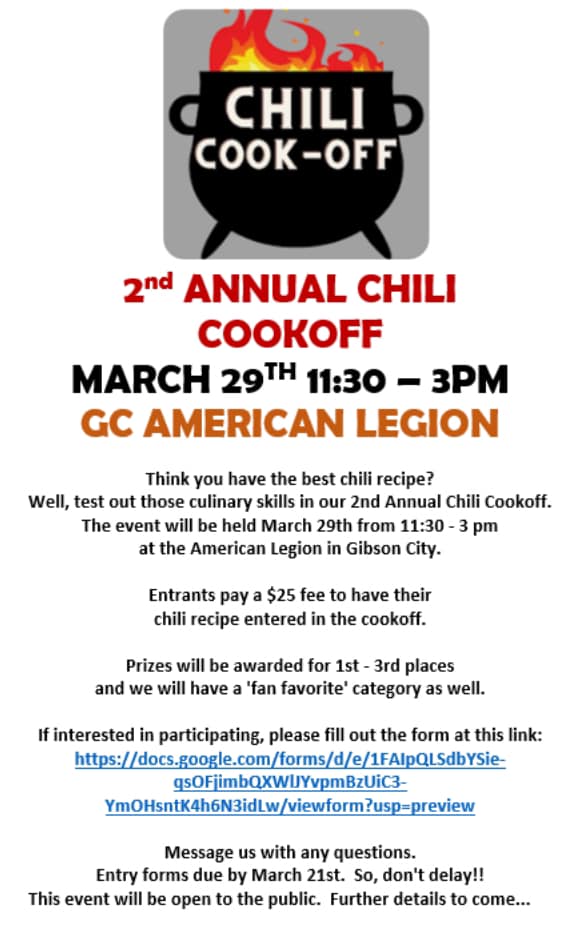 Plan Ahead: Chili Cookoff – Gibson City Illinois