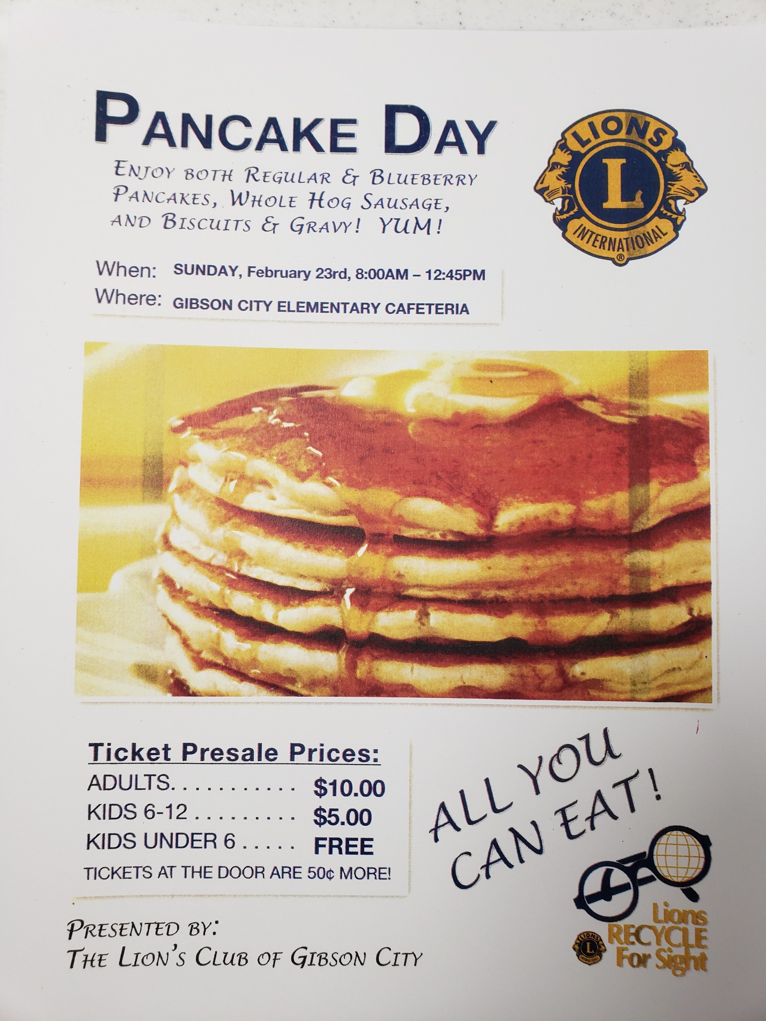 Mark your Calendars: Pancake Breakfast – Gibson City Illinois